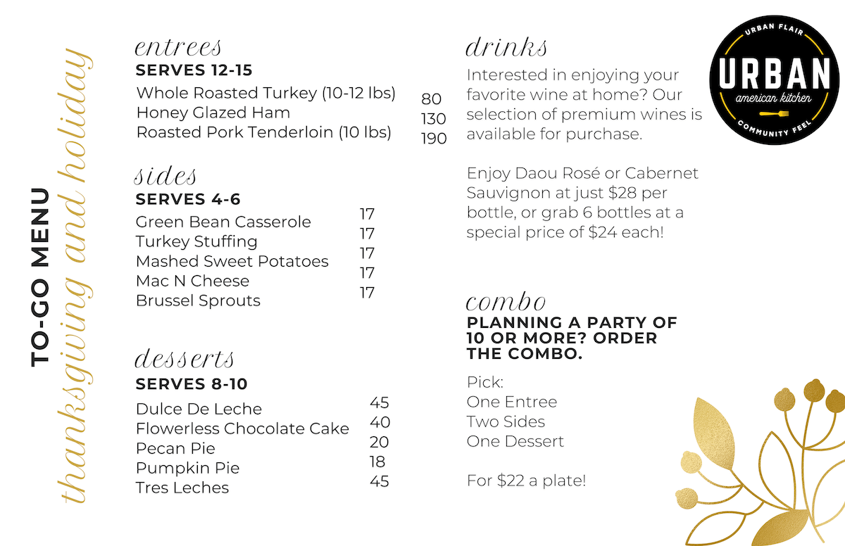 2023 Holiday To-Go Meals - Urban American Kitchen | Houston, TX